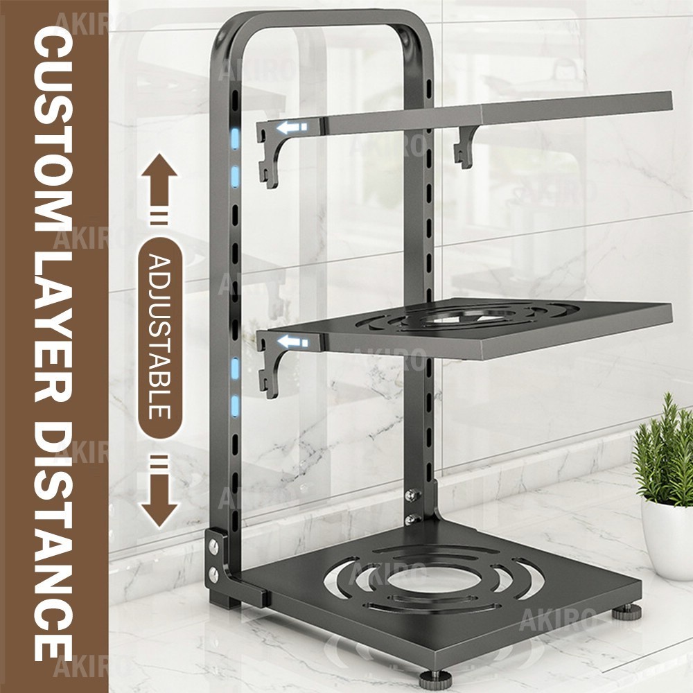 AKIRO Kitchen Pot Rack Organizer Adjustable Layer Under Sink Storage ...