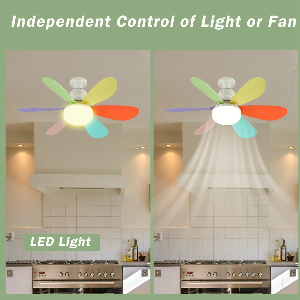 E27 Ceiling Fan Light 40W with Remote Control Led Smart Fan Light 3 ...