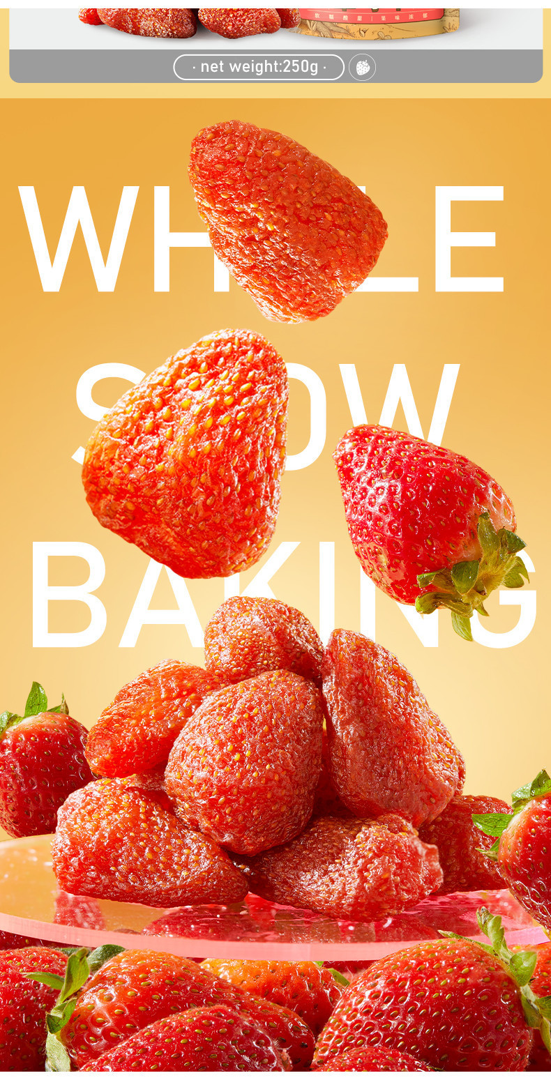 Three Squirrels Dried Strawberries 三只松鼠量贩草莓干 蒙特瑞草莓 香甜Q弹 (250g/250g x 2 Packs) | Shopee Malaysia