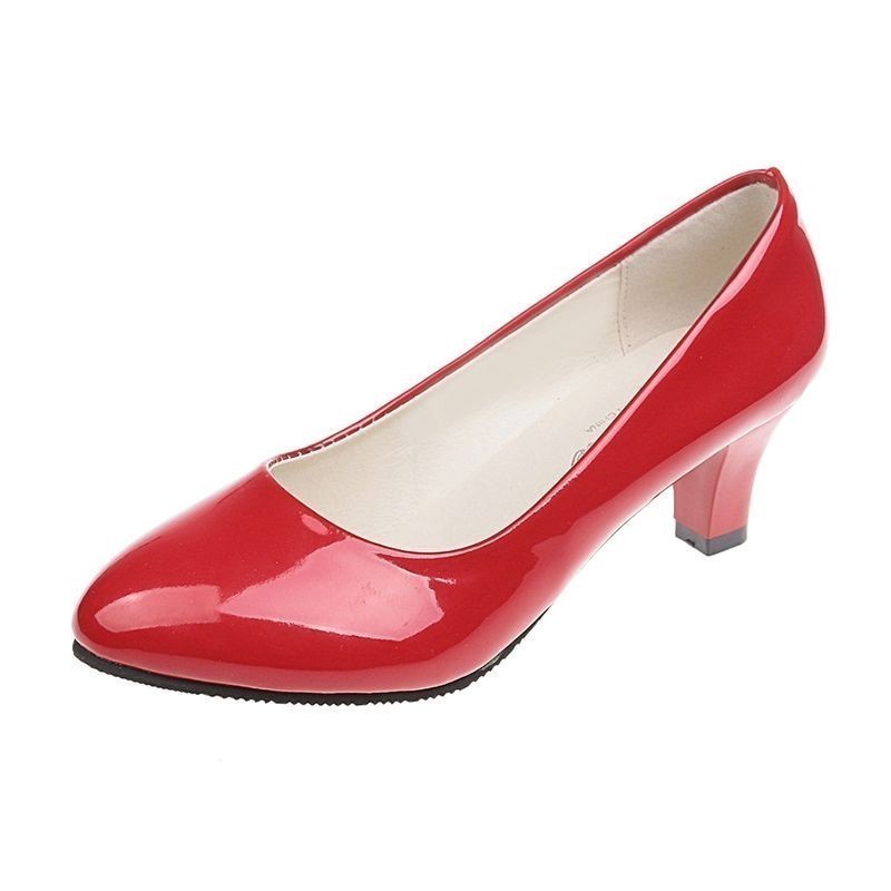 Professional Formal Work Shoes Women's Interview Mid-Heel Thick Heel ...