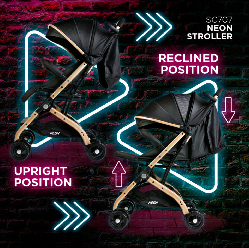 Sweet Cherry Luxury Gold Frame & Compact Folding Baby Stroller SC707 ...