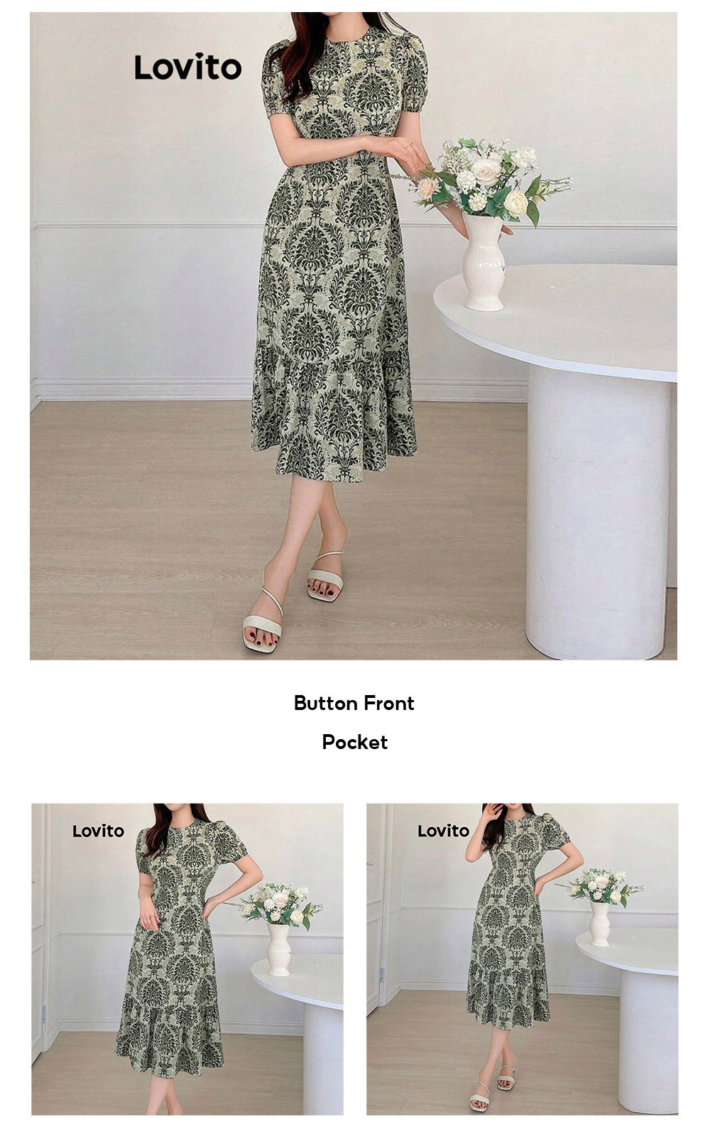 Lovito Boho Dress Tribal Print Pattern Summer Dress for Women L91AD180 ...