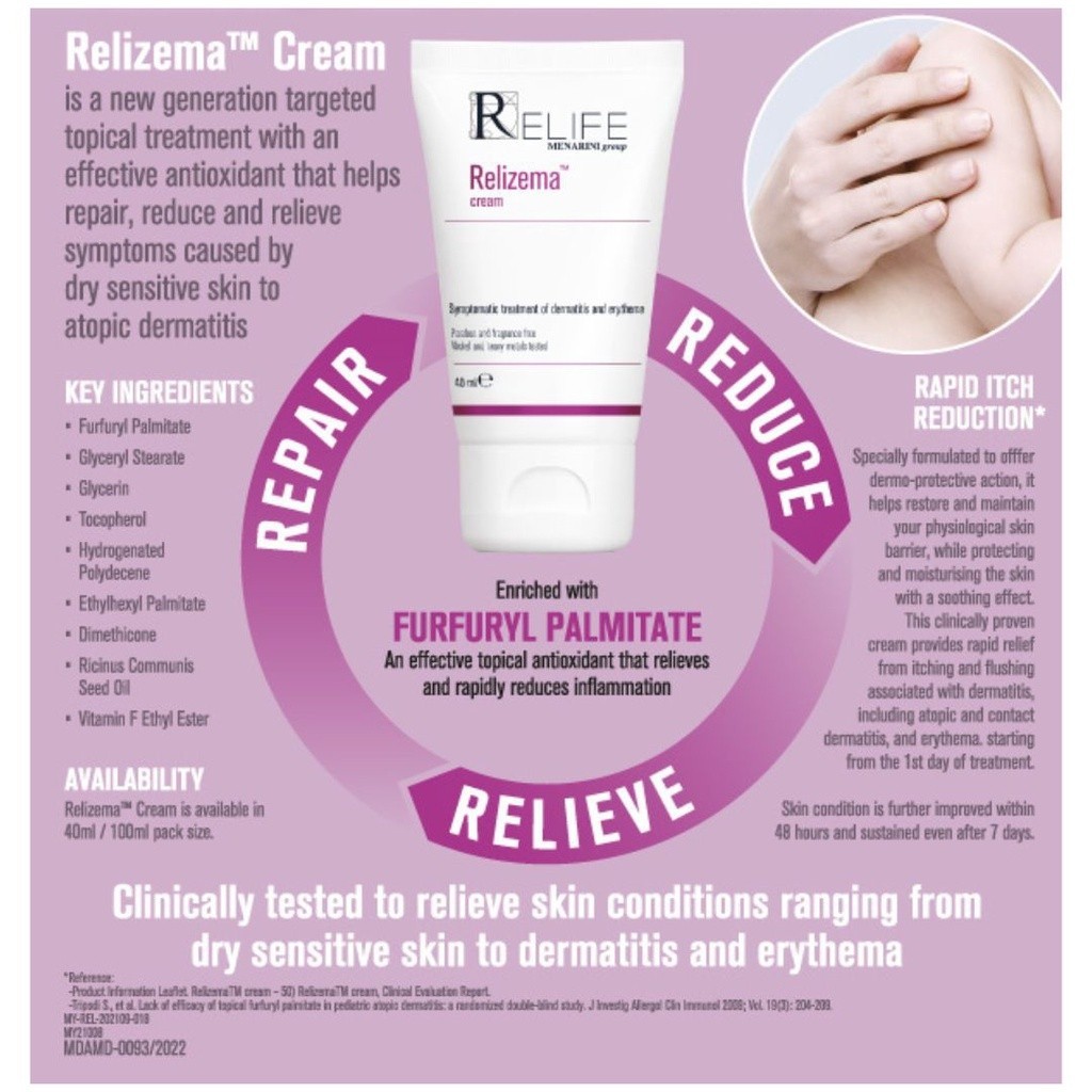 Relizema Cream 100ml Tube | For Dermatitis & Erythema - Restore skin ...