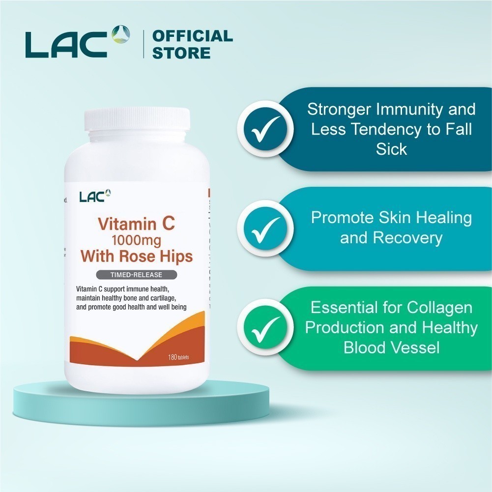 LAC Vitamin C 1000mg With Rose Hips (180 Tablets) [Exp Nov 2027 ...