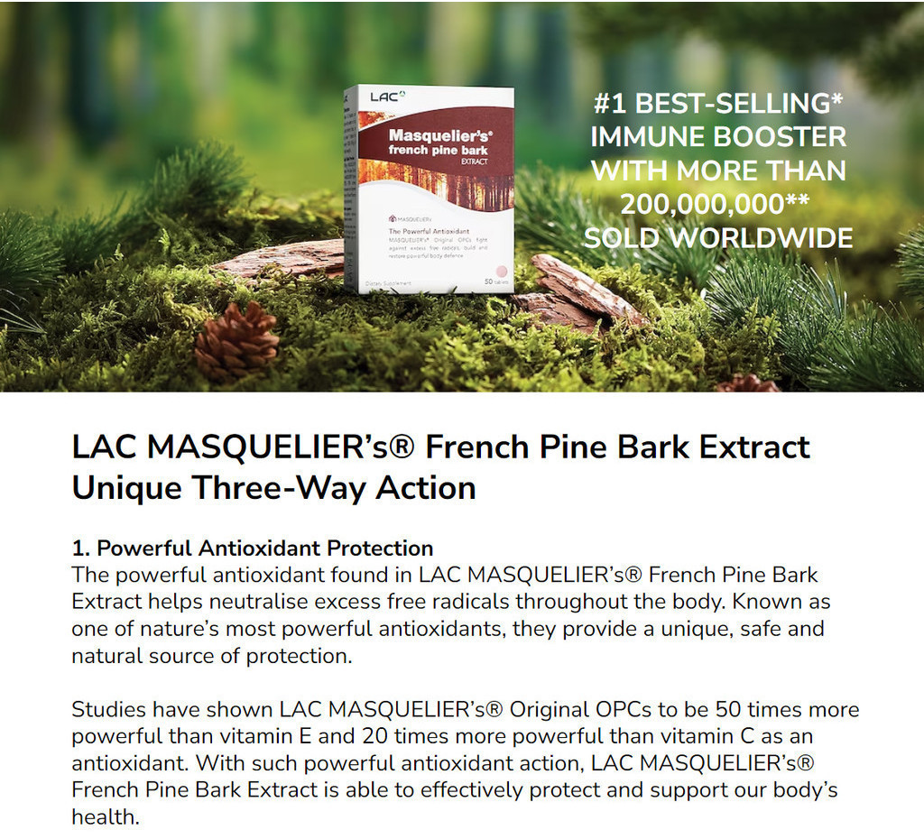 LAC Masquelier's French Pine Bark Extract 100mg (300 Tablets) [Exp Feb ...