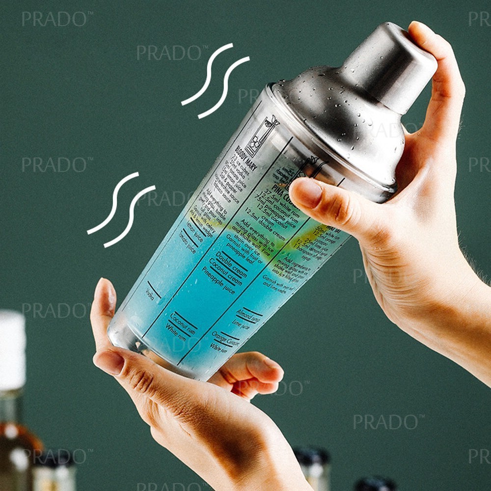 PRADO Glass Stainless Steel Cocktail Shaker Bartender Tools Bar Fruit ...