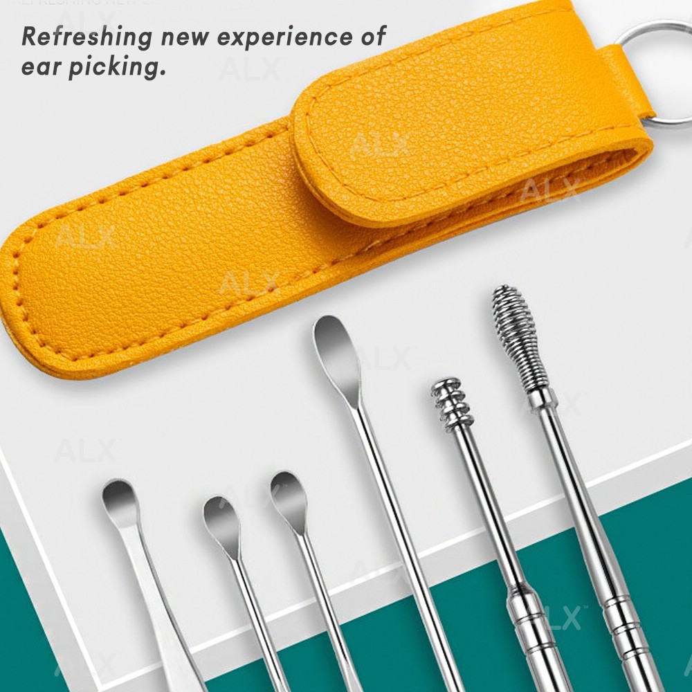 ALX 6pcs Stainless Steel Earpick Set Earwax Tool Remover Ear Care ...