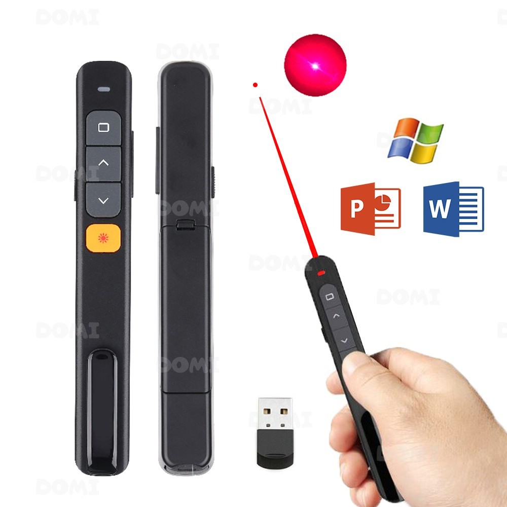 DOMI PowerPoint PPT Presenter Remote Control USB Wireless 2.4GHz Red ...