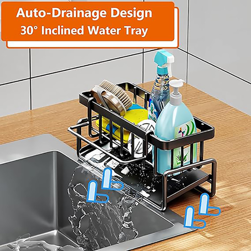Sponge Holder Kitchen Sink Rack Drainer Basket Bathroom Organizer Bakul ...
