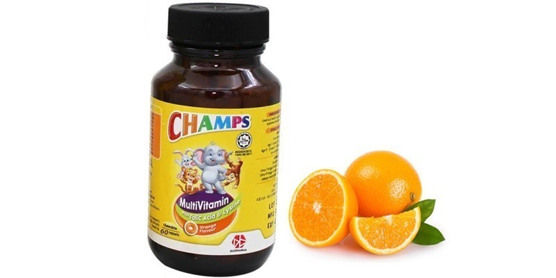 Champs Multivitamin Plus Folic Acid & Lysine Chewable Tablets Orange ...