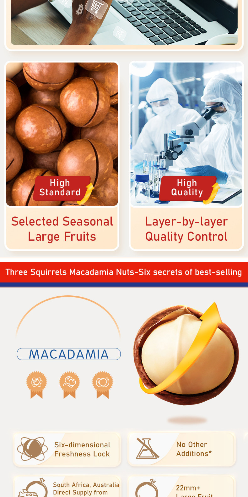 Mother's Day Gifts Three Squirrels Macadamia Nuts 500g Creamy Flavor 三只松鼠量贩夏威夷果 22mm+大果 奶油味 ...