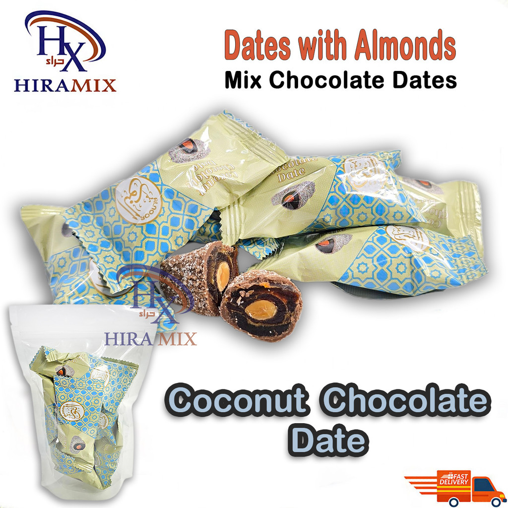 Kurma Badam Coklat | Almond Chocolate Dates | Kurma Almond | White ...