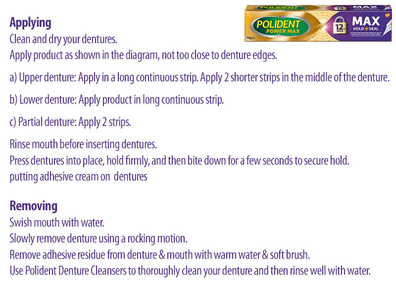 Polident Power Max Denture Adhesive Cream – MAX HOLD and SEAL (40g ...