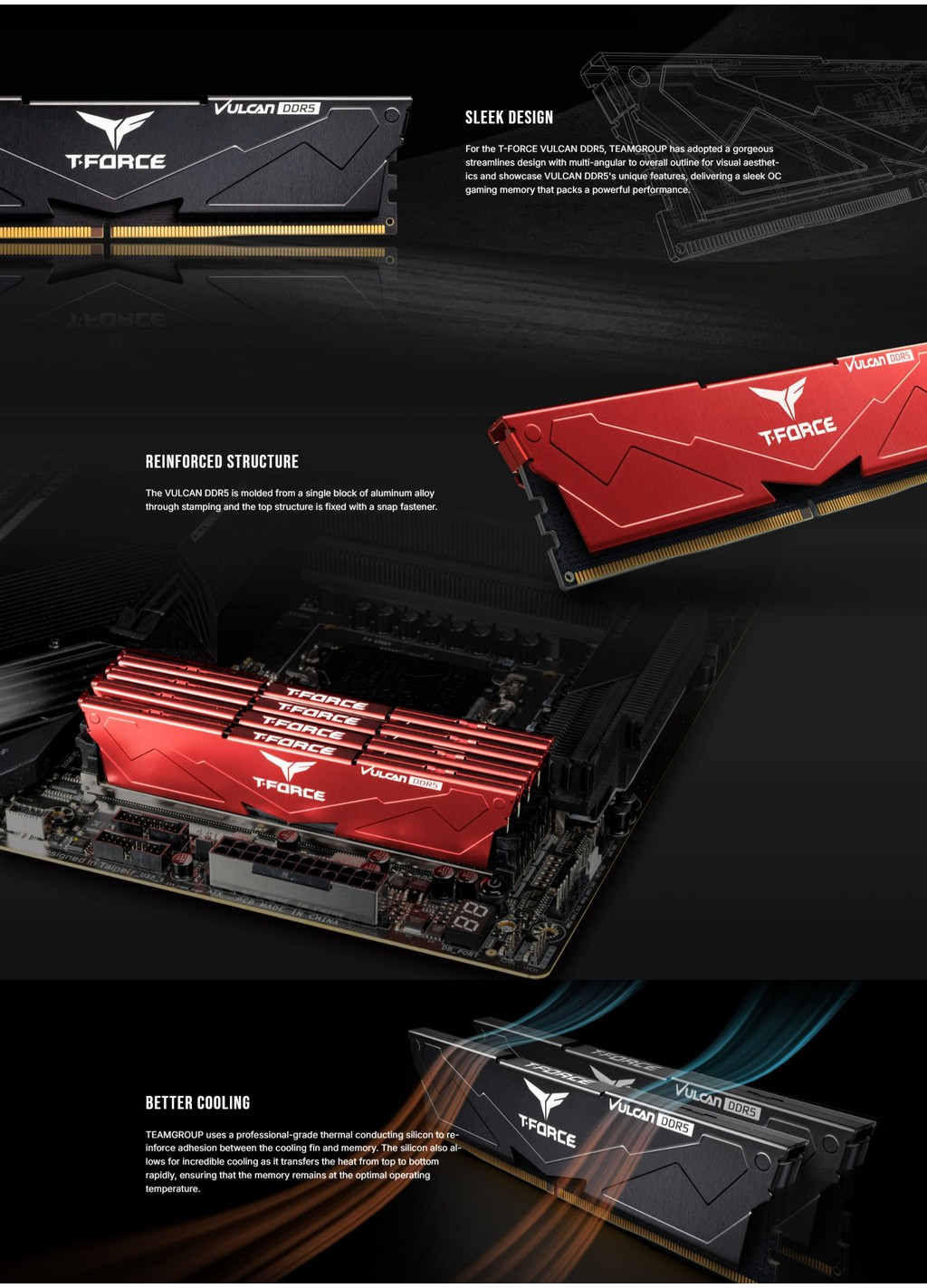 TMT Team Group T-Force Vulcan DDR5 Desktop RAM Kit (8GBx2) 5200MT/s ...