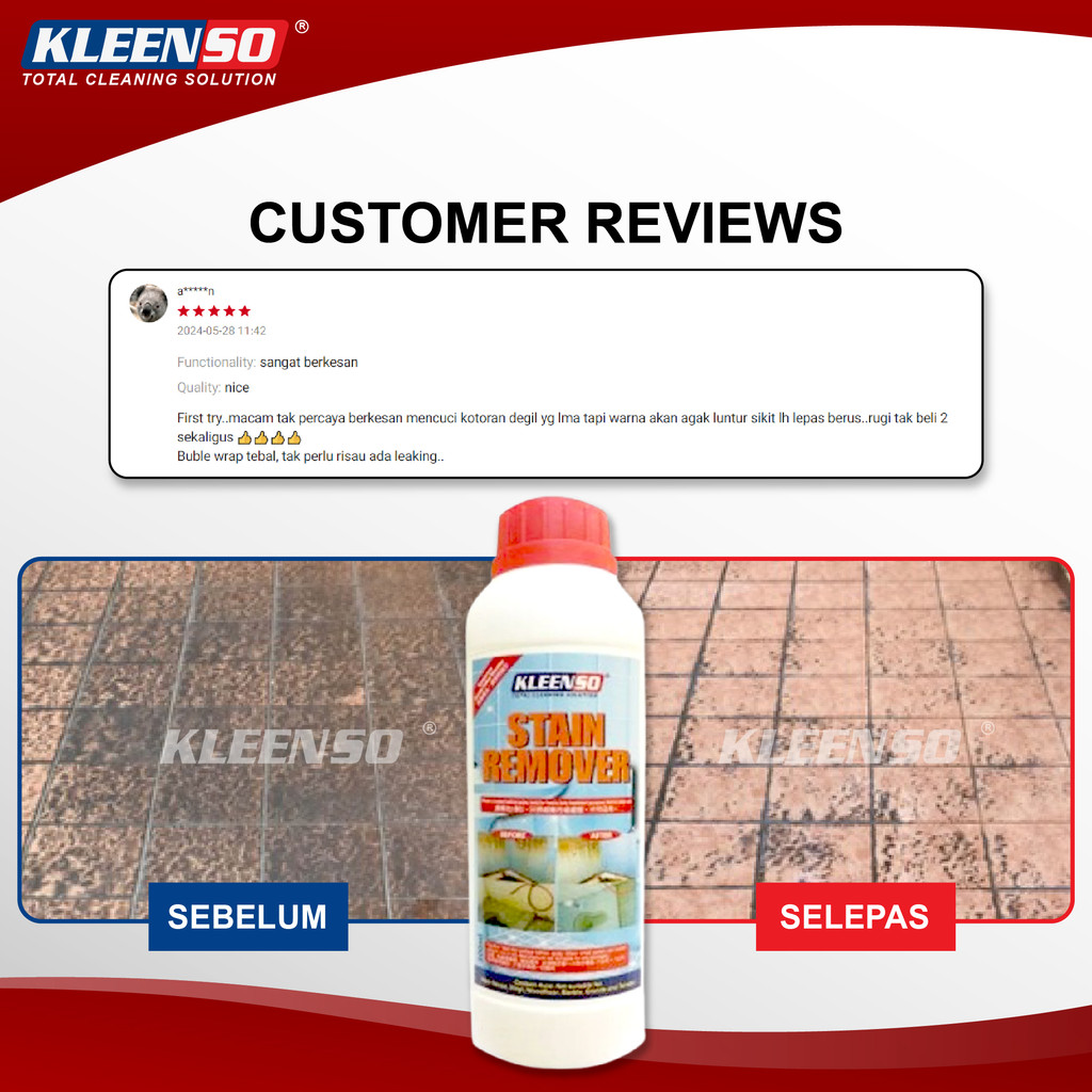 KLEENSO Heavy Duty Stain Remover Toilet Cleaner And Tiles Cleaner ...