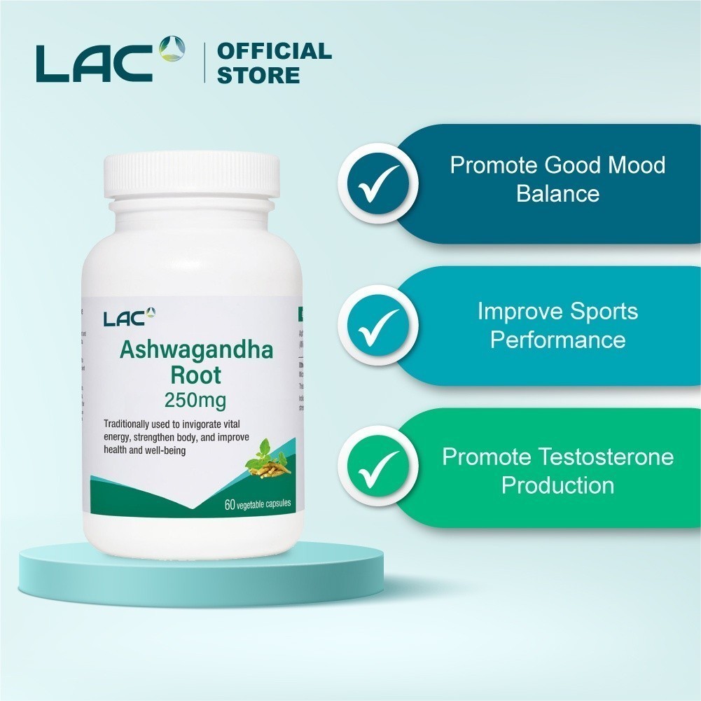LAC Ashwagandha Root Extract 250mg (60 Vegetable Capsules) [Exp Mar ...