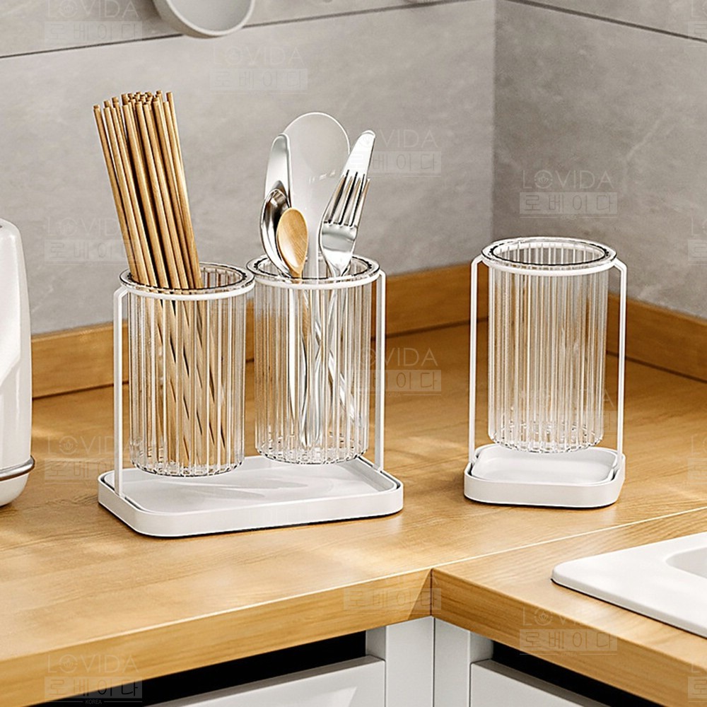 LOVIDA Luxury Bucket Cutlery Holder Drain Wall-Mounted Light Rack Spoon ...
