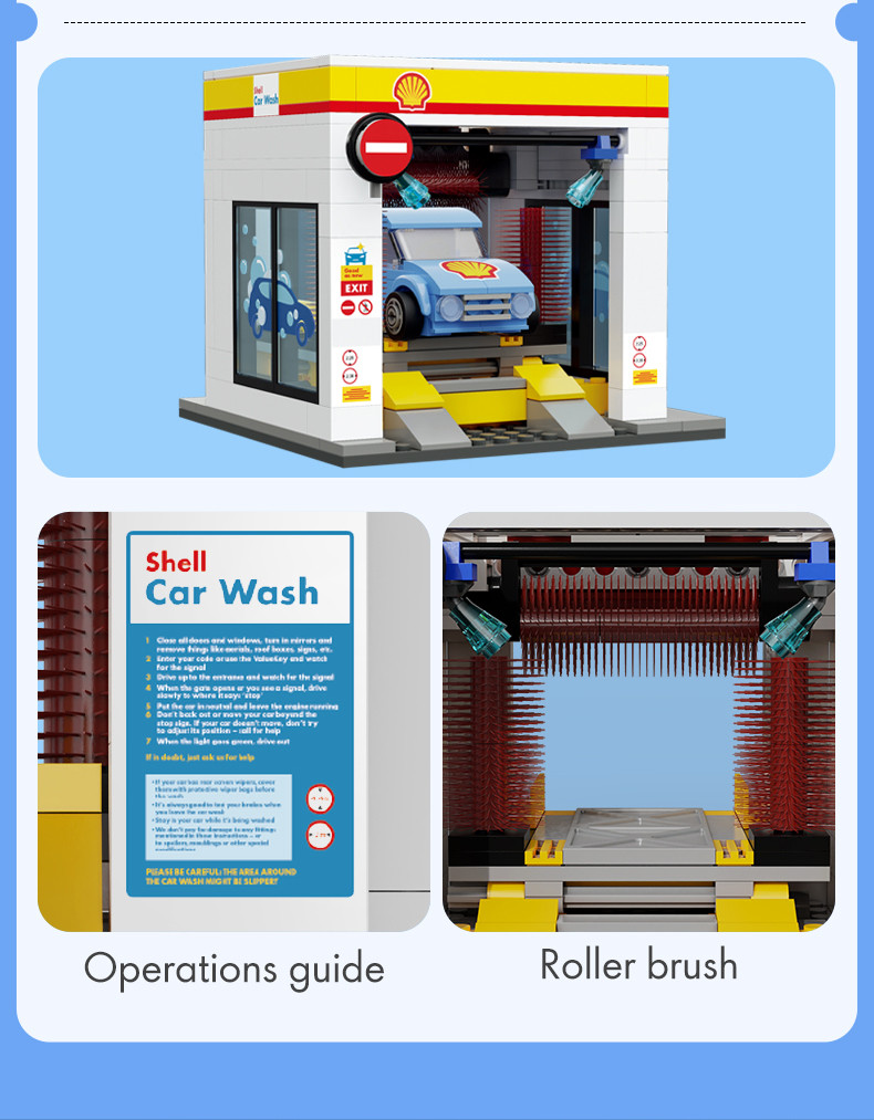 CaDA Shell Car Wash Station Brick Building Mechanical Master DIY Blocks ...