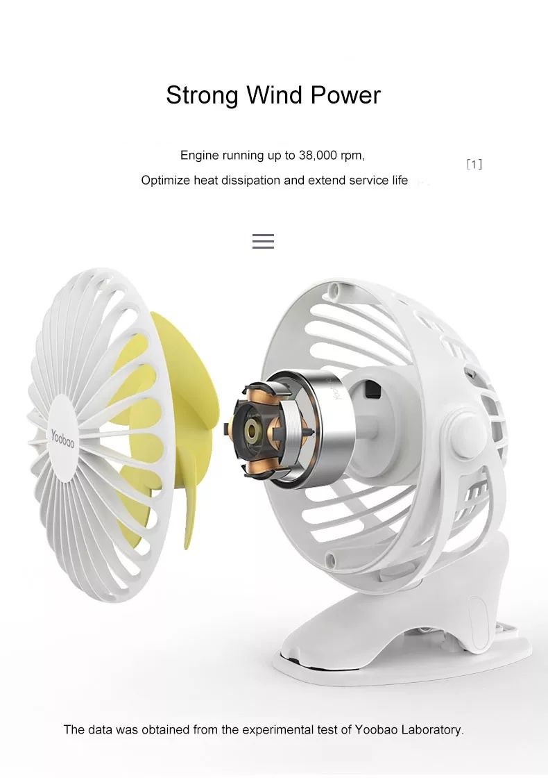 Yoobao F04 6400mAh Mini 720° Degree Desktop Rechargeable Fan ...