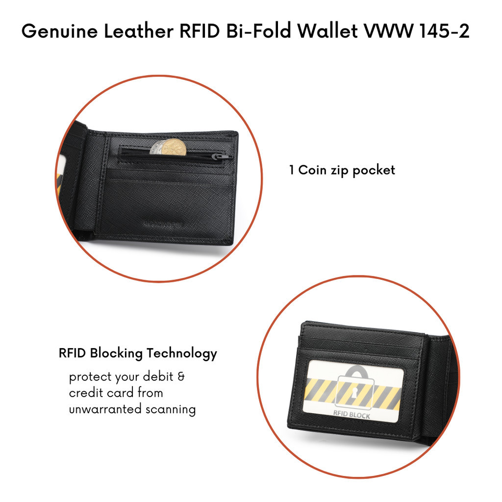 [CLEARANCE]-Volkswagen Genuine Leather RFID Bi-Fold Wallet VWW 145 ...