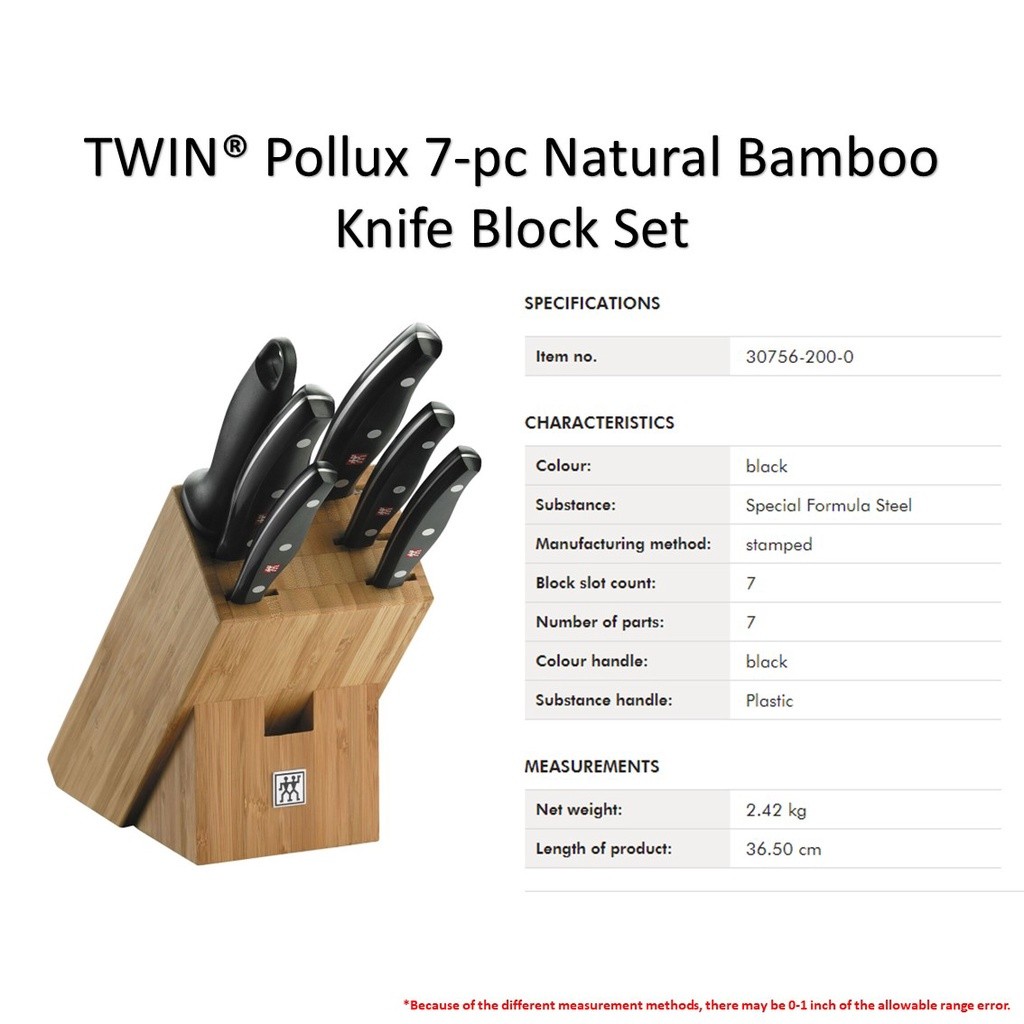 ZWILLING TWIN POLLUX 7-pc Natural Bamboo Knife Block Set | Shopee Malaysia