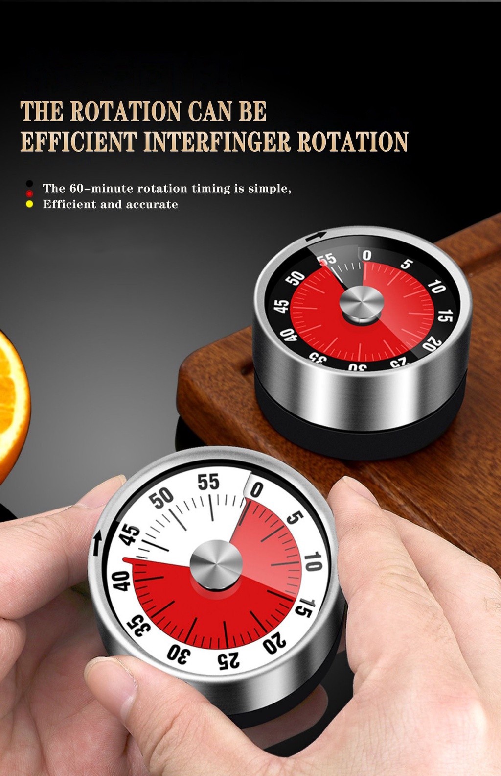 KATELV Clock Kitchen Timer Stainless Steel Timer 60 Minutes Mechanical ...