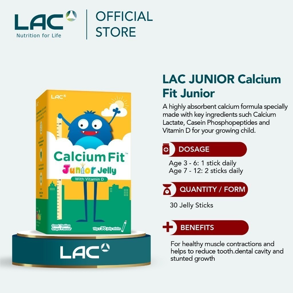 LAC JUNIOR Calcium Fit Junior (15g x 30 Jelly Sticks) [Exp Nov 2026 ...