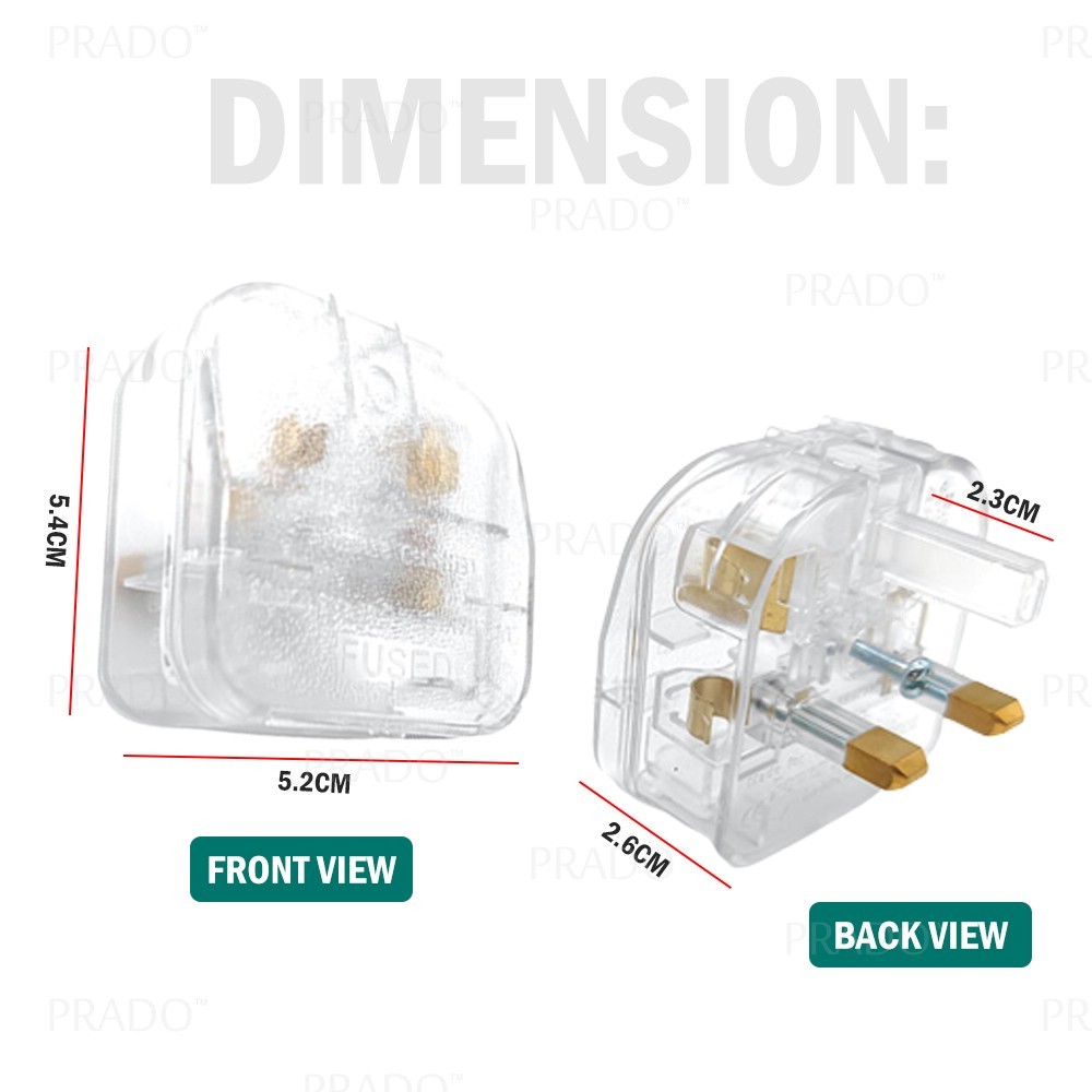 PRADO EU TO MSIA/UK FUSED EURO 2 Pin To 3 Pin Plug Converter Fits 5A ...