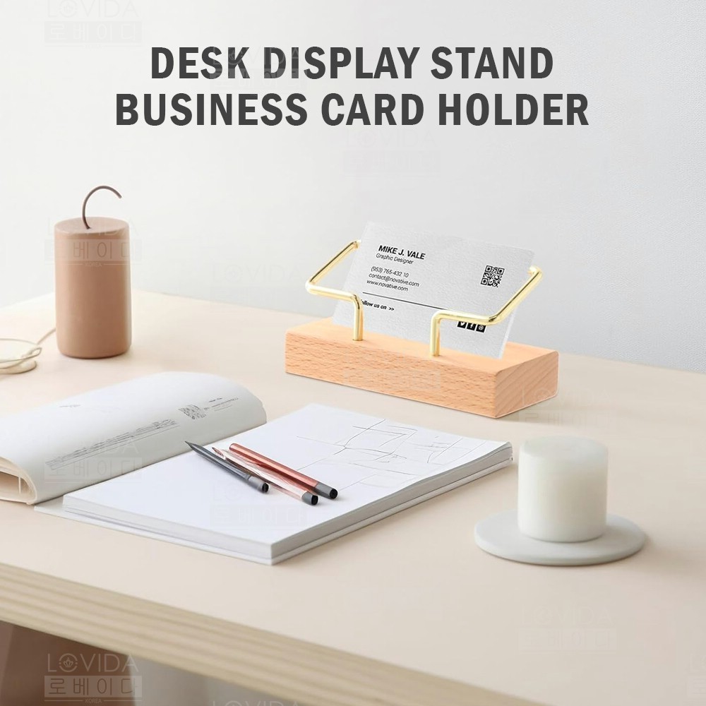 LOVIDA Elegant Wooden Solid Wood Card Holder Front Desk Organizer ...