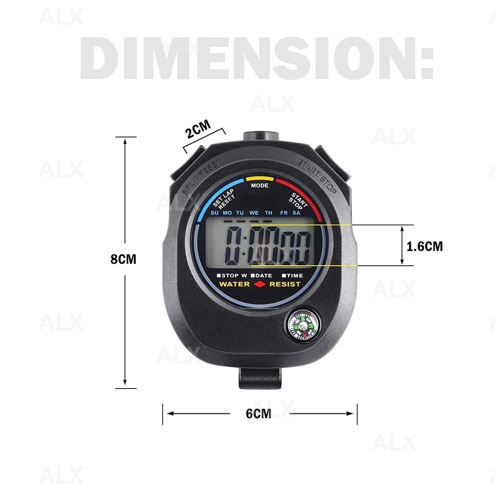 ALX MAXGEAR Sport Waterproof Digital LCD Alarm Clock Compass Stopwatch ...
