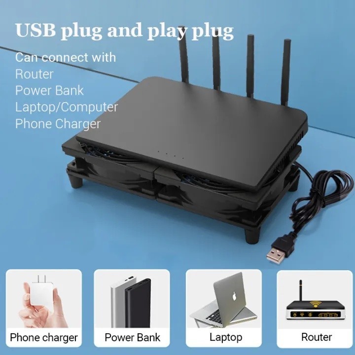 1200RPM USB Router Fan Wifi Modem Cooling Rack Router Cool 120cm Wire ...