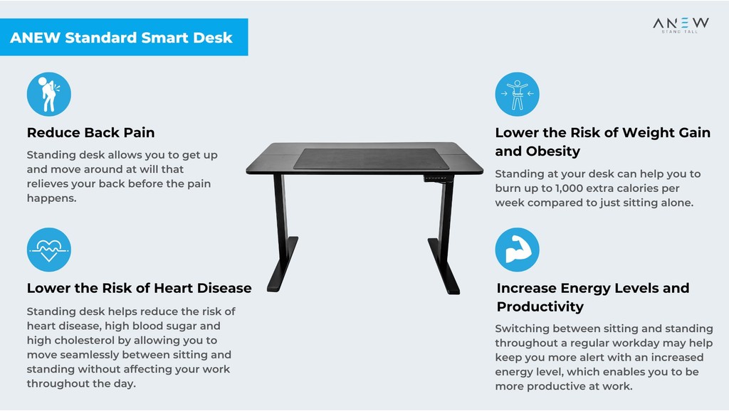 ANEW Standard Smart Desk and Ergonomic Chair Ultimate Set Office Table ...
