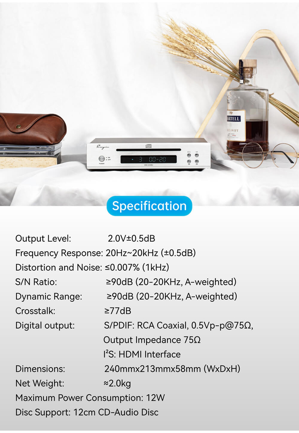 Cayin Mini CD MK2, Compact CD Player: CD Player with Digital Output ...