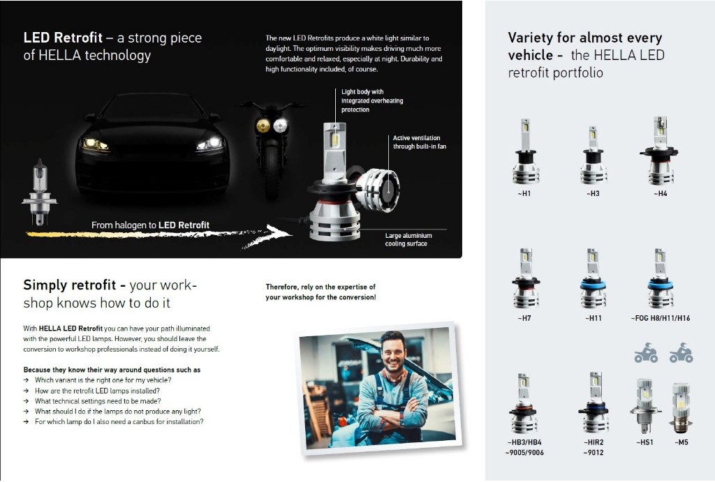 HELLA Retrofit LED / Retrofit LED RALLY-HL Headlight Bulb Set H1/H3/H4 ...