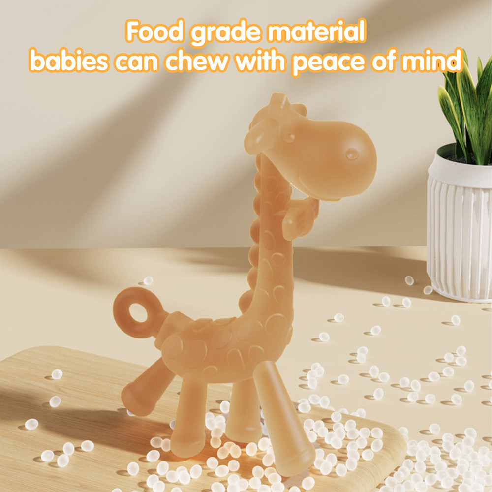 Bevavar Baby Teether Giraffe Toy With Clip & Case Chewing Toy Food ...