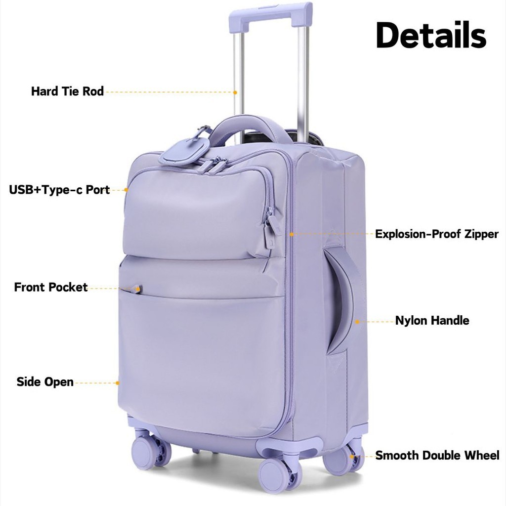 Nylon Ultralight Premium Cloth Luggage Front Open 2.6kg 20"Cabin& 3.2kg ...