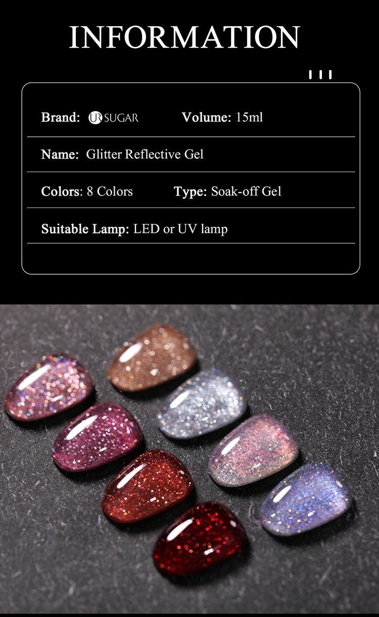 UR SUGAR Reflective Diamonds Glitter Gel Nail Polish Holographic ...