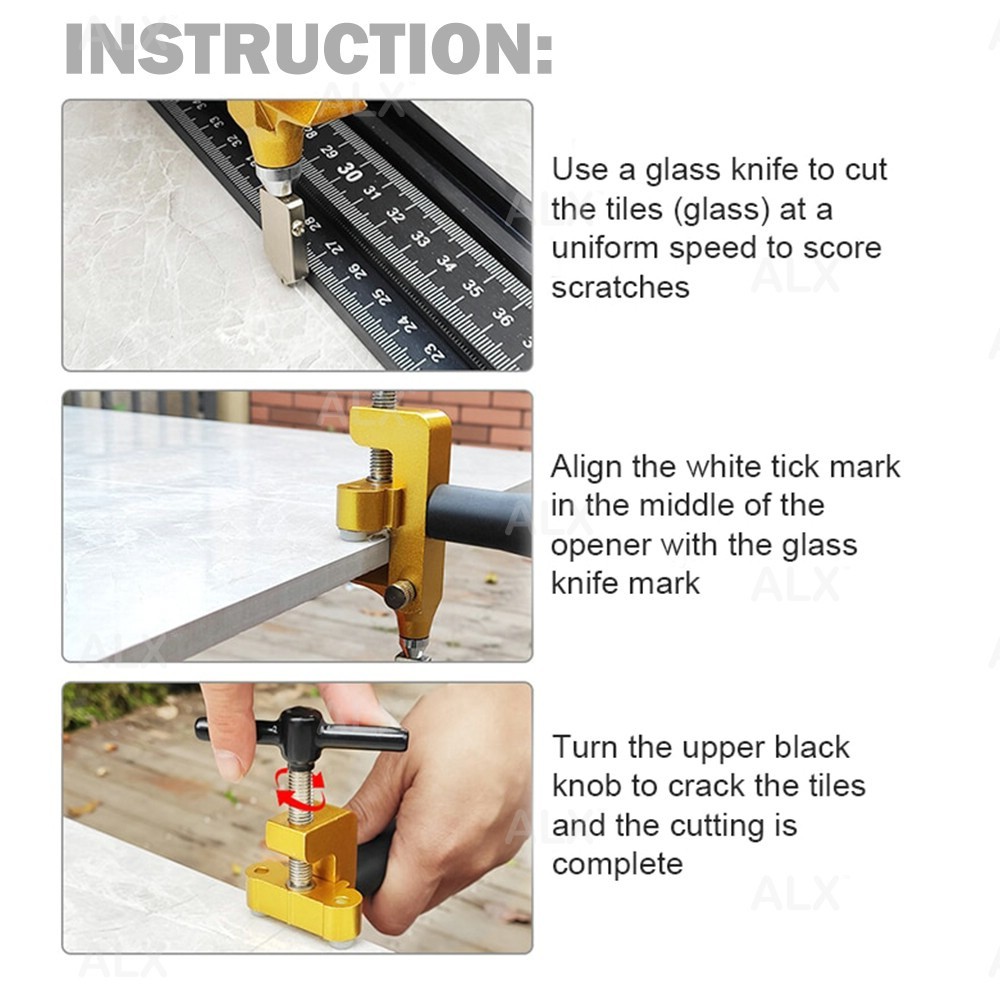ALX 2in1 Tile Mirrors Cutter Glass Cutter Set Ceramic Tile Opener Glass ...