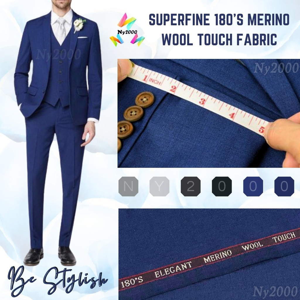 Superfine 180'S Elegant Merino Wool Touch Suiting Fabric (60” wide) for ...