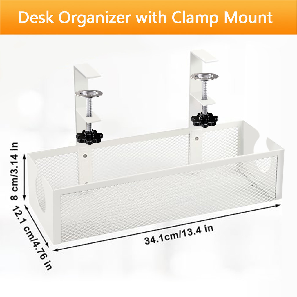Under Desk Organizer Office Table Storage Shelf Desk Cabinet Rack Under ...