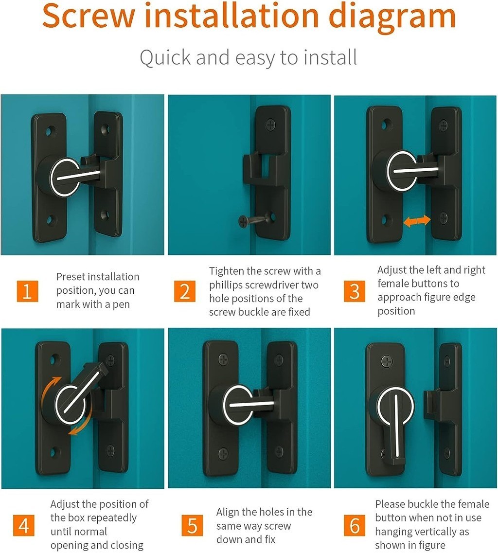 Hasp Latches Door Lock Latch Zinc Alloy Sliding Door Free Adhesive 90 ...