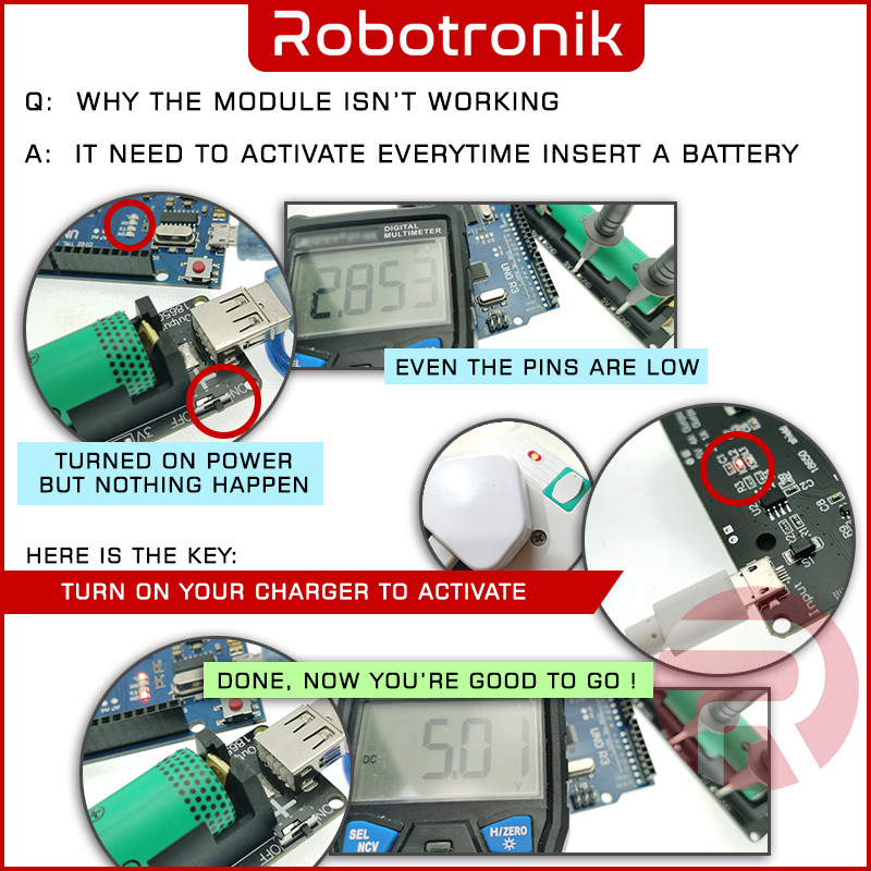 Portable Mobile Power - 18650 Battery Shield V8 (USB & Type C) Power ...