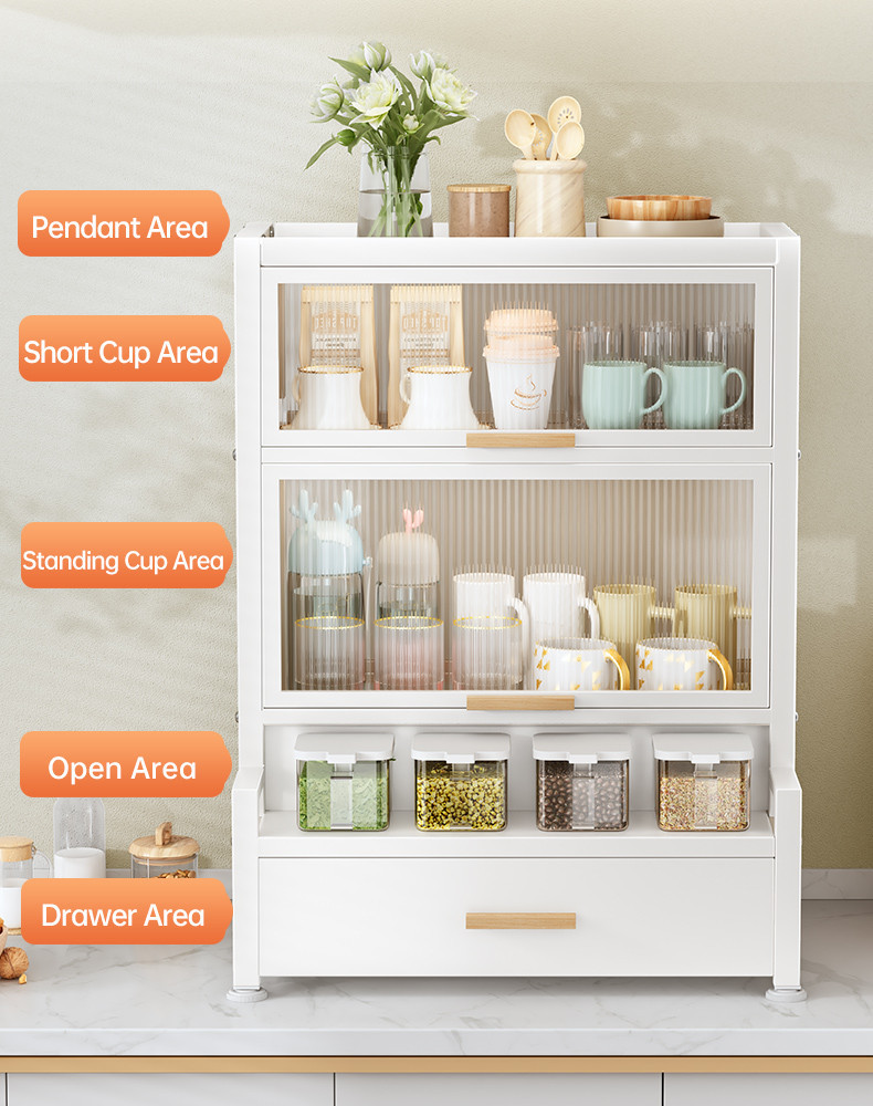 [5 in 1] Rak Cawan/ Cupboard Organizer Steel Cabinet With Cover ...