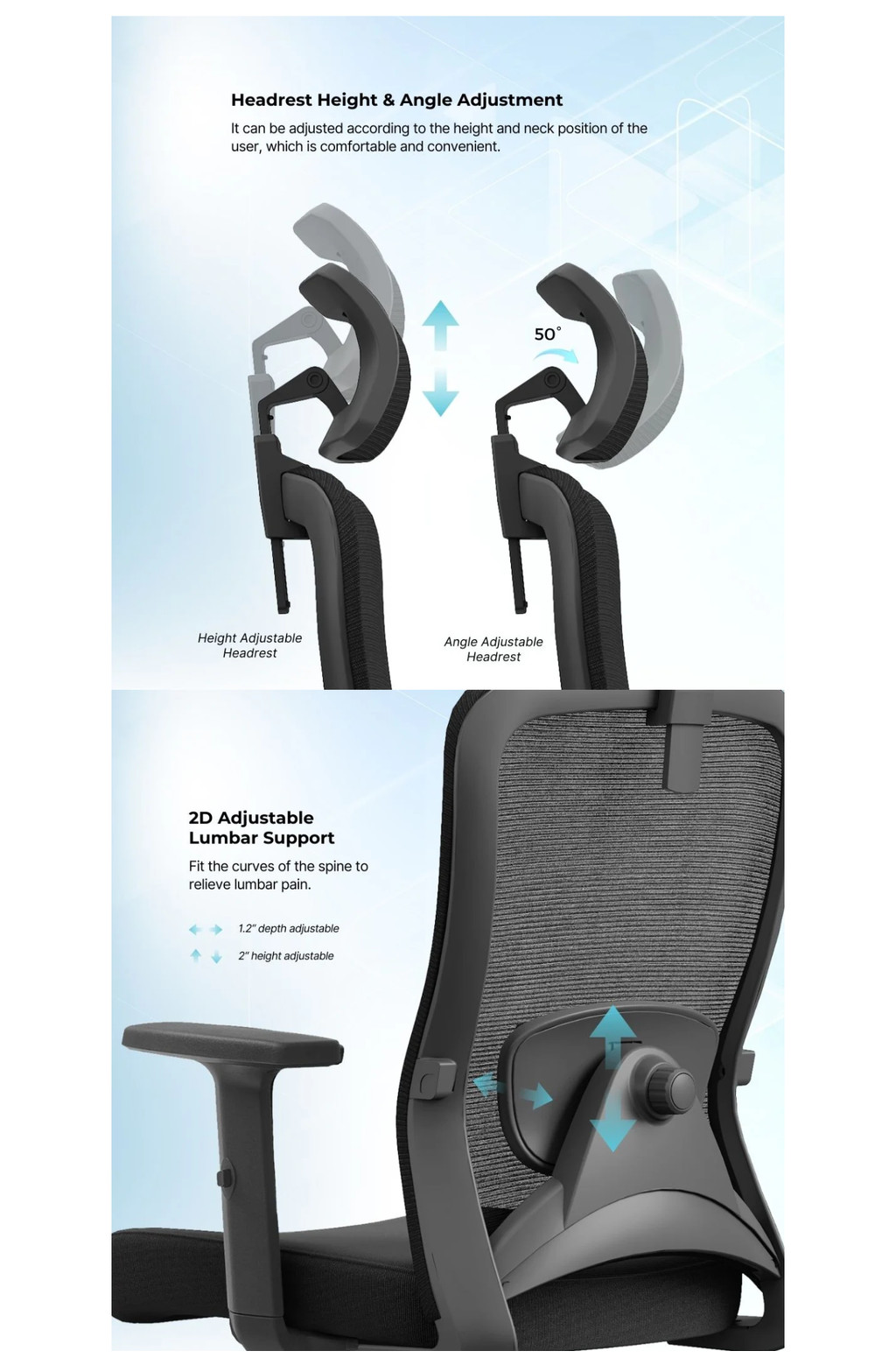ANEW Stride Ergonomic Chair with Seat Backrest and Adjustable Lumbar ...