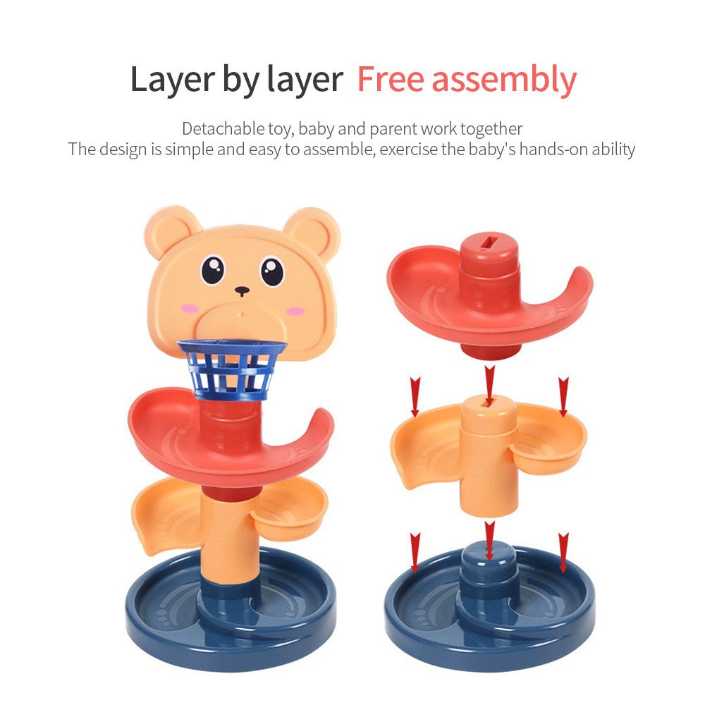 Bevavar 5 Layer Fun Rolling Sliding Ball Kids Stacking Tower Gliding ...