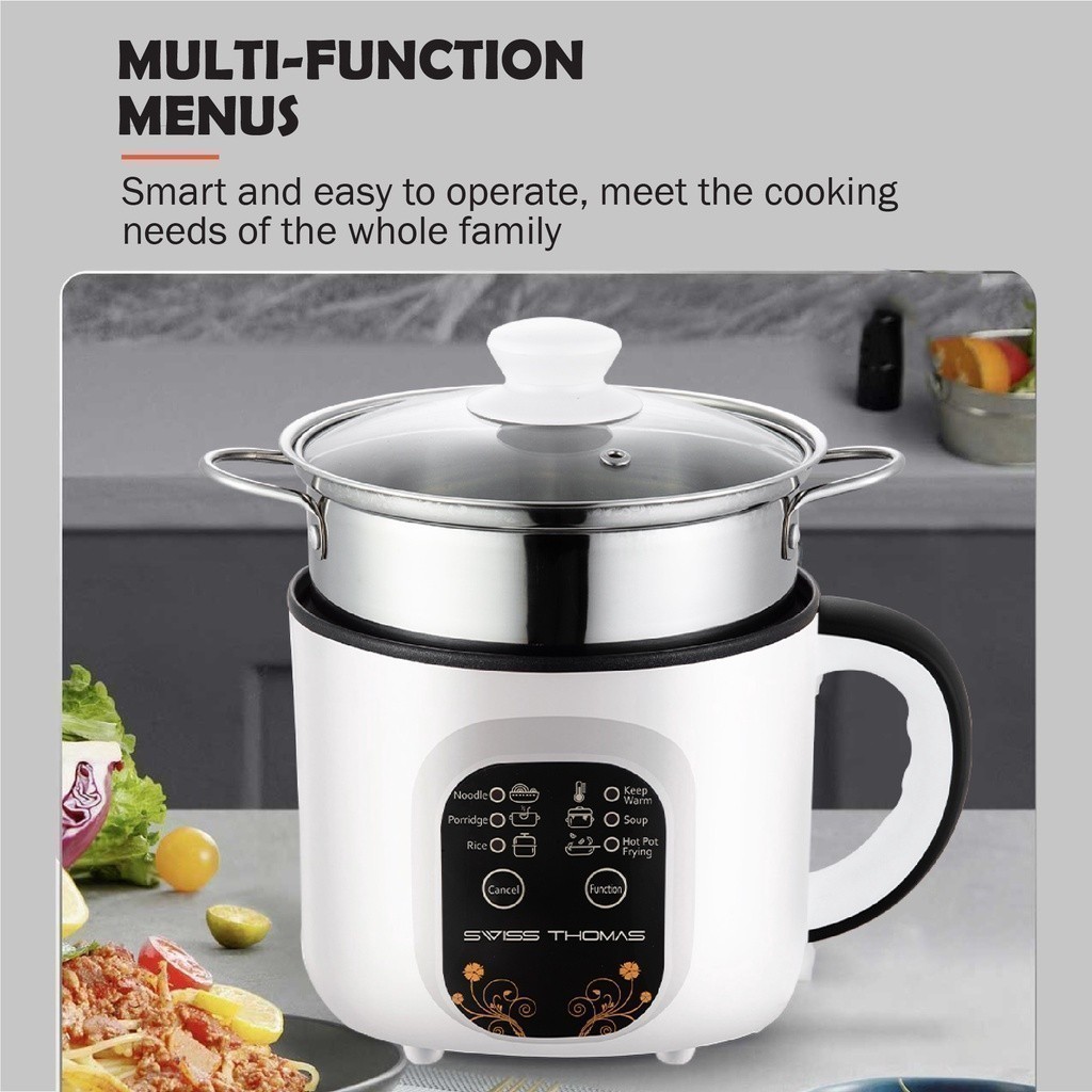 Swiss Thomas Electric Rice Cooker - Multifunctional Non-Stick Cooking Pot with Stainless Steel ...