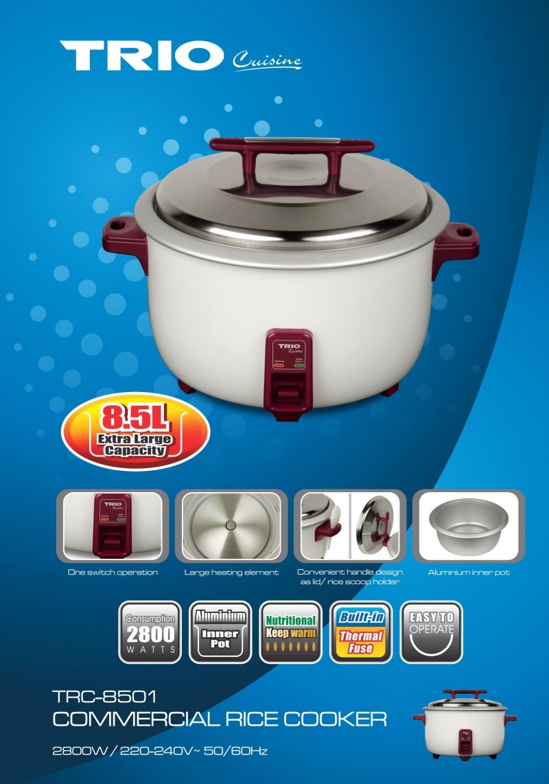 Trio Commercial Rice Cooker With Extra Large Capacity (8.5L ...