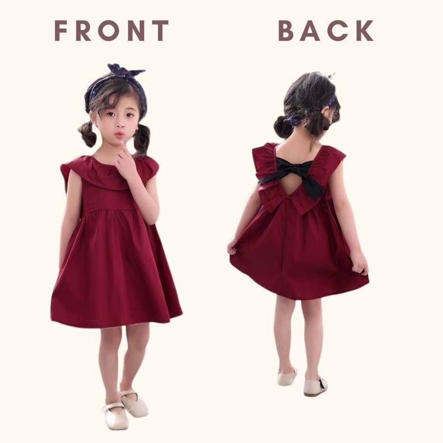 Coconana Dress Budak 1-8Y Kids Dress Ribbon Back Soft Cotton Gaun Budak ...