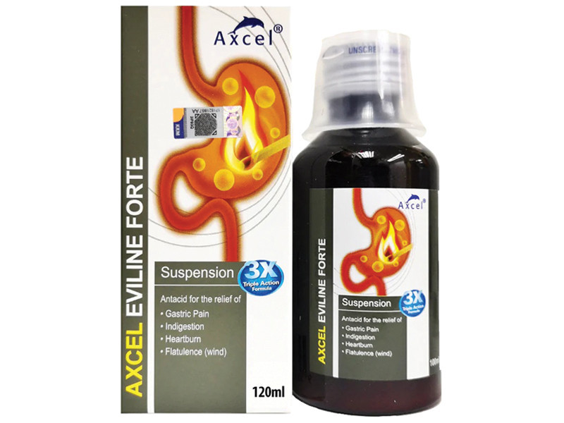 Axcel Eviline Forte Suspension (Reduce Acidity in Stomach) 120ml ...