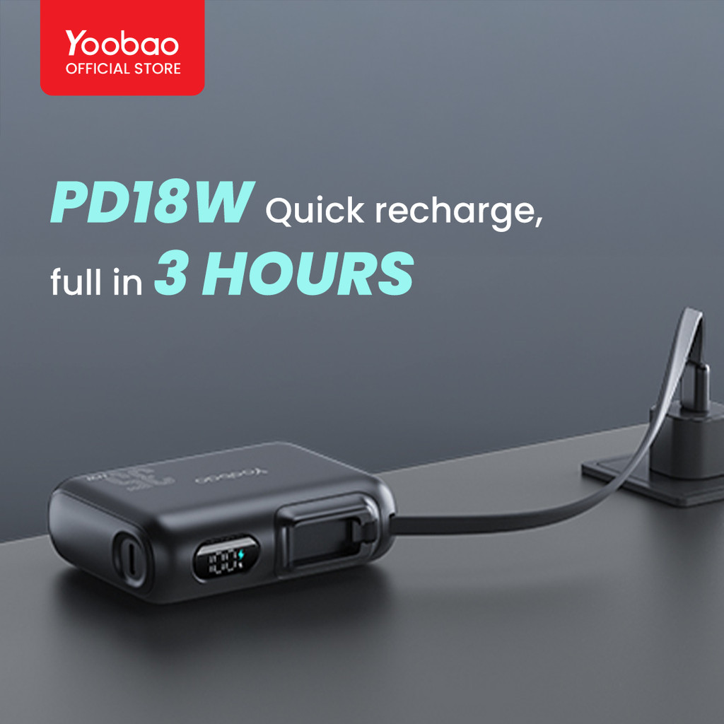 Yoobao Powerbank Q12 PRO 10000mAh Mini Size Built-in 35W 2 Way Quick Charging (PD35W/ SCP 22.5W ...